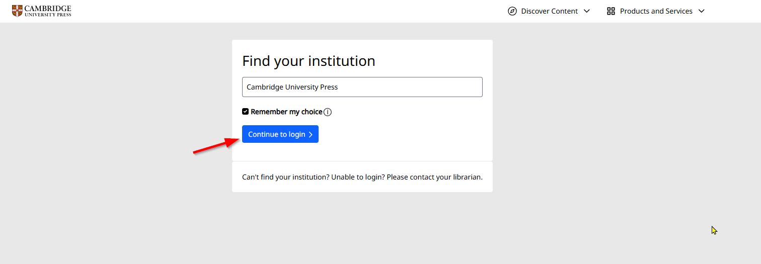 Accessing via institutional login – Cambridge Core Help Centre